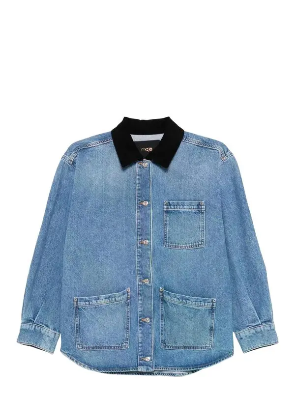 Maje Faded-effect Denim Jacket - Blue
