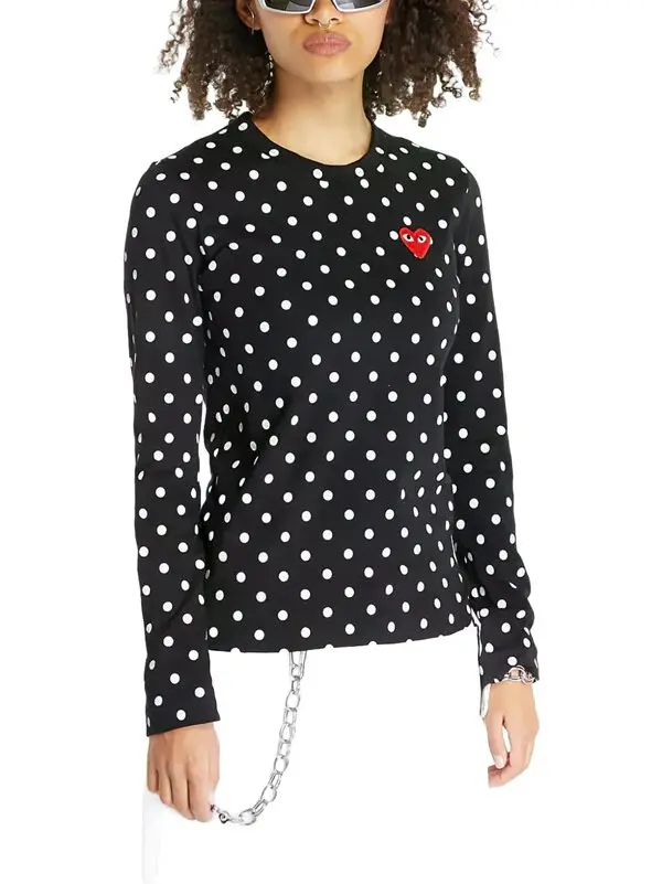 Play Comme Des Garcon Polka-dot Long Sleeve T-shirt - Black
