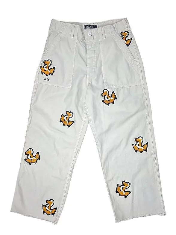 Rank & Sugar Vintage Anchor Army Pants - White