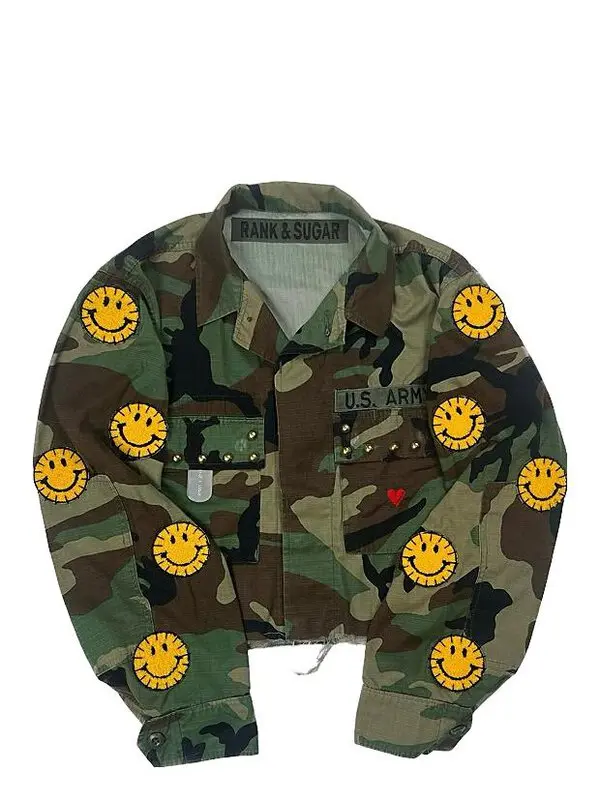 Rank & Sugar Vintage Camo Army Jacket - Green Motif