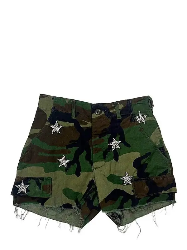 Rank & Sugar Vintage Camo Army Shorts - Green Motif