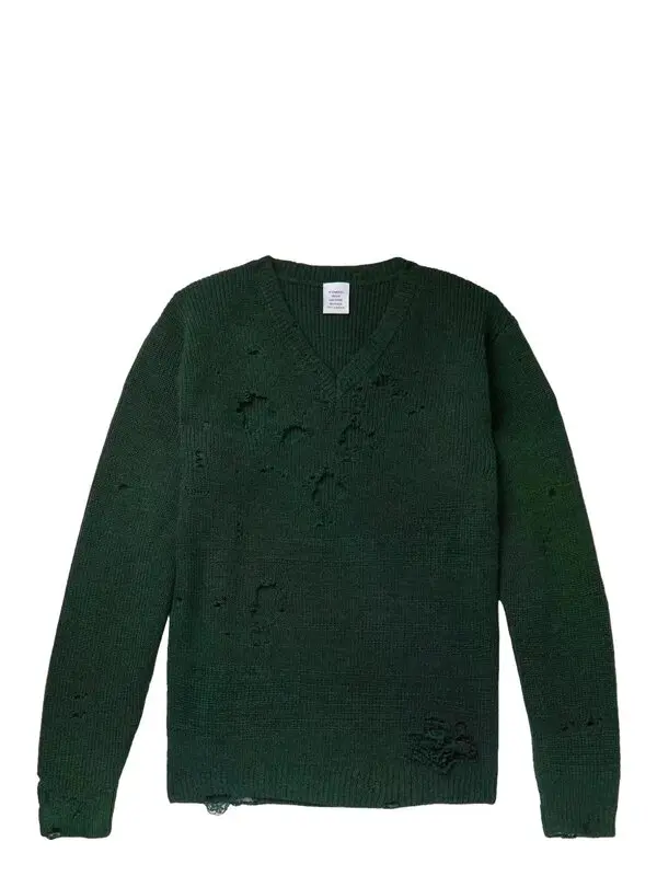 Vetements Distressed-effect Wool Sweater - Green