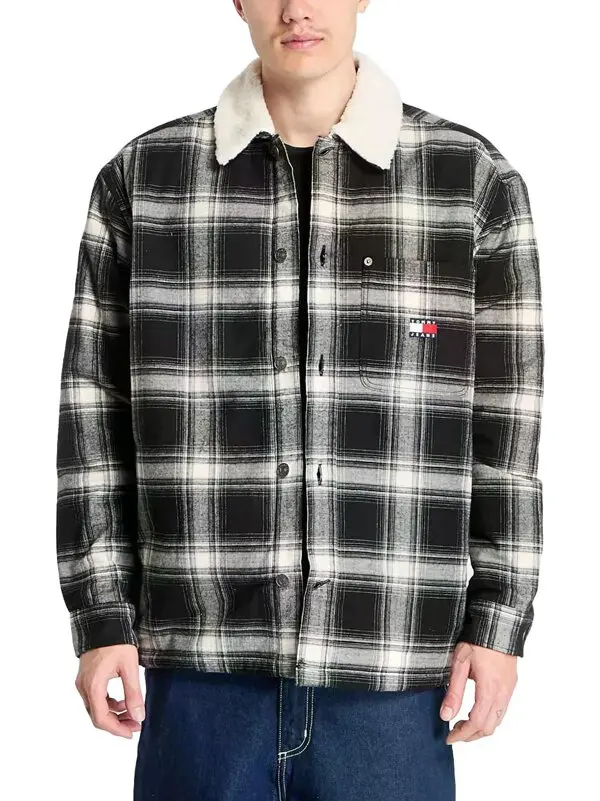 Tommy Hilfiger Checkered Shirt Jacket - Black