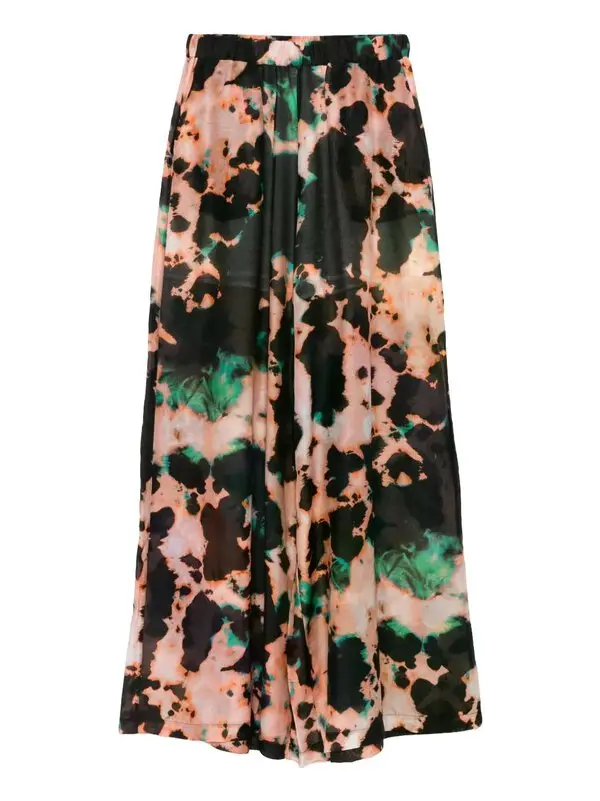 ROBERTO COLLINA Abstract-print Wide-leg Trousers - Black