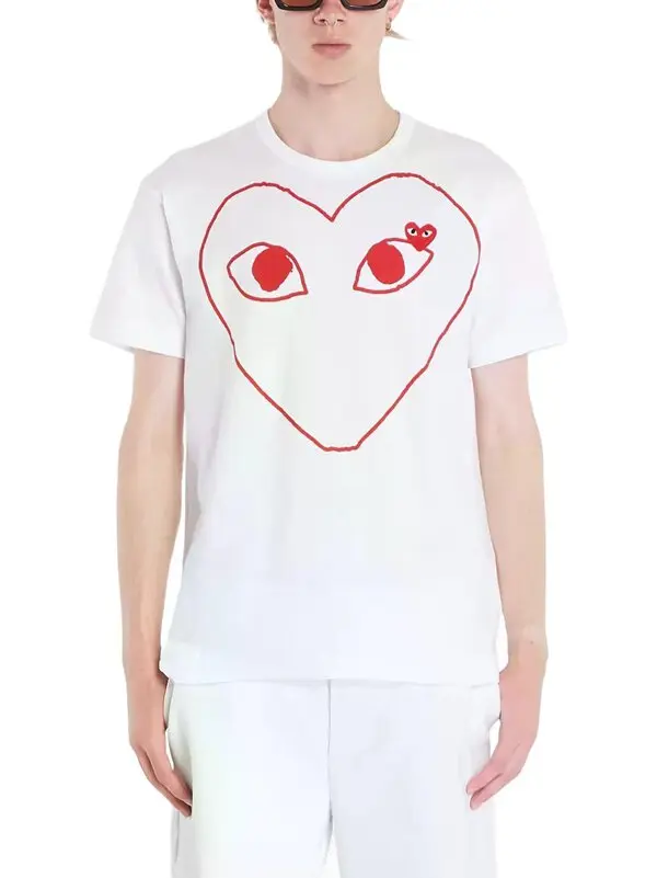 Play Comme Des Garcon Heart-print T-shirt - White
