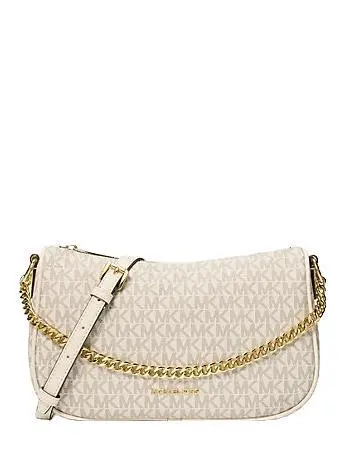 Michael Kors Carmela Medium Signature Logo Convertible Crossbody Bag - Natural