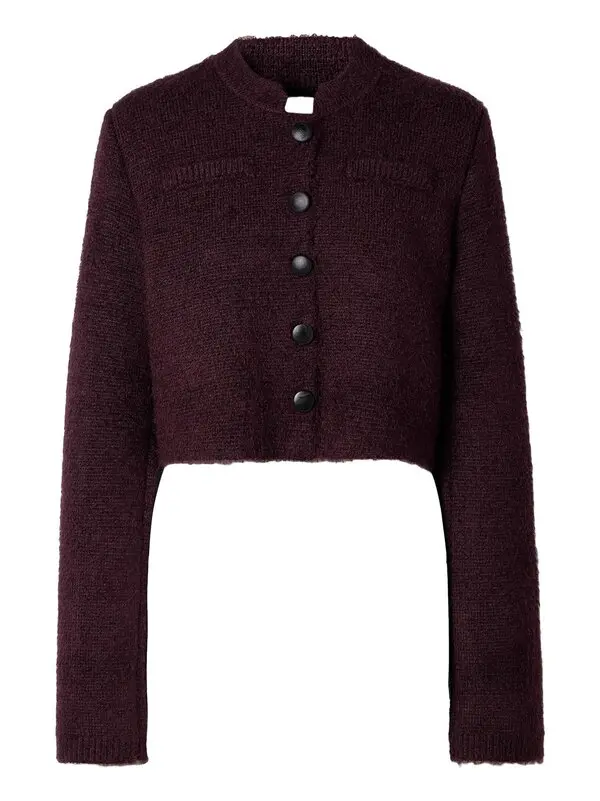 Khaite Ello Brushed Silk And Cashmere-blend Cardigan - Burgundy
