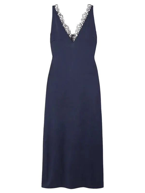 Stella McCartney Lace-trimmed Satin Midi Dress - Blue