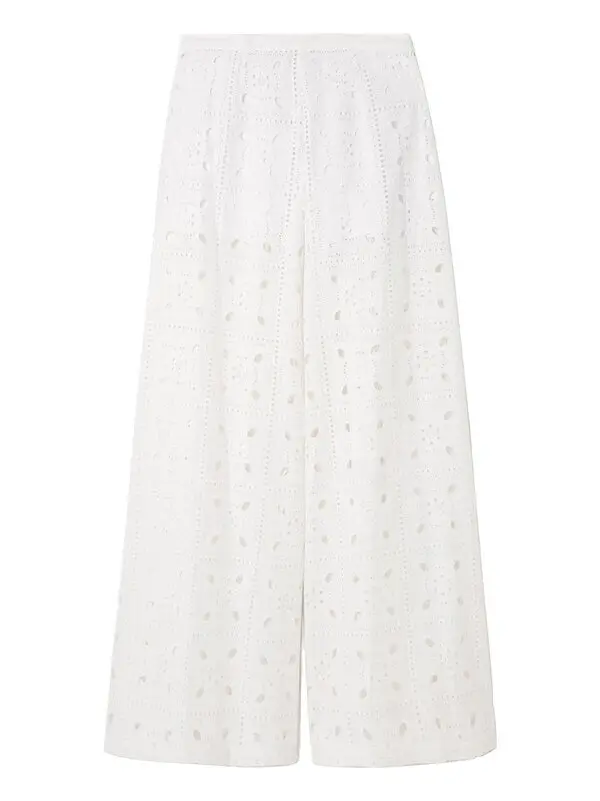 Miguelina Lilly Broderie Anglaise Wide-leg Pants - White