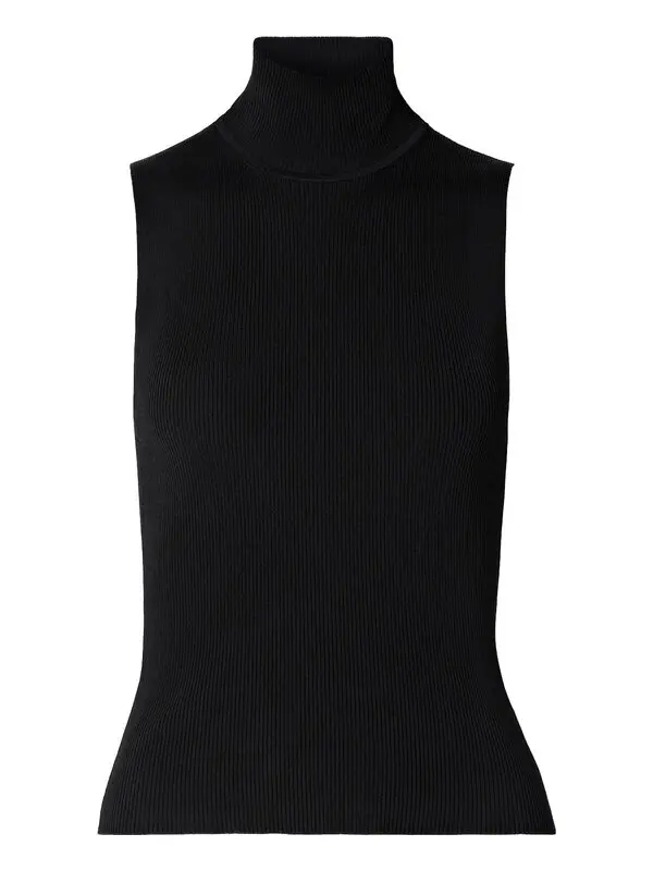 Khaite Benita Ribbed-knit Turtleneck Top - Black