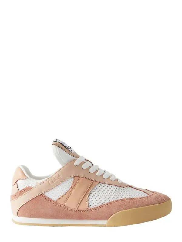 Chloé Kick Leather And Suede-trimmed Mesh Sneakers - Orange