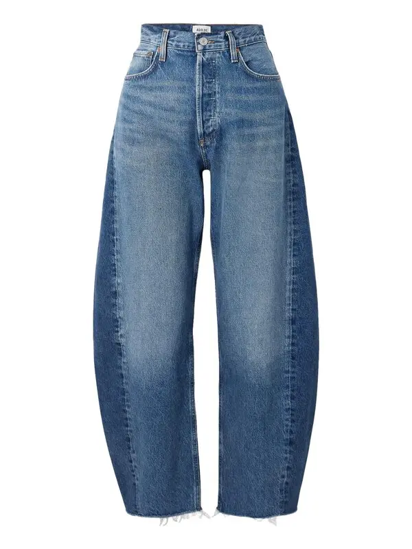 AGOLDE Luna Frayed High-rise Barrel-leg Jeans - Blue