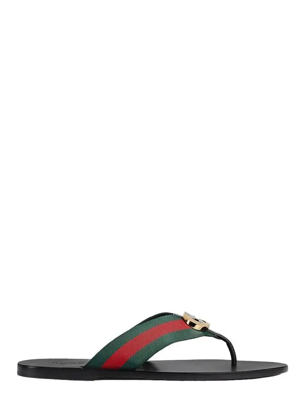 Gucci Web Thong Sandal - Black Leather