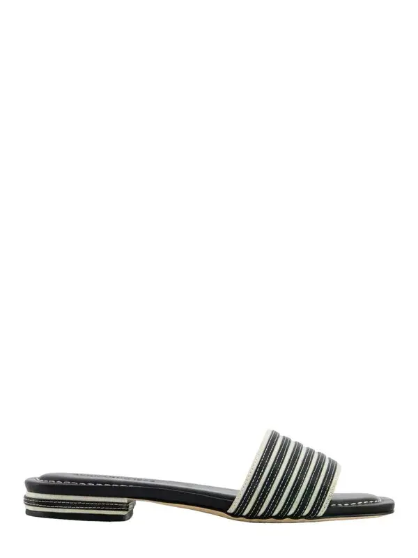 Bernardo 1946 Myko Striped Flat Slide Sandals - Black