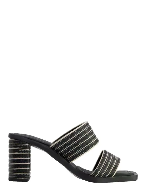 Bernardo 1946 70mm Bari Striped Double Strap Sandals - Black