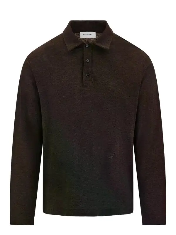 FERRAGAMO Long-sleeved Polo Shirt - Brown