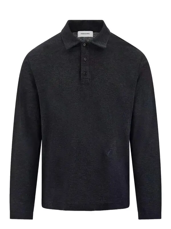 FERRAGAMO Long-sleeve Polo Shirt - Grey