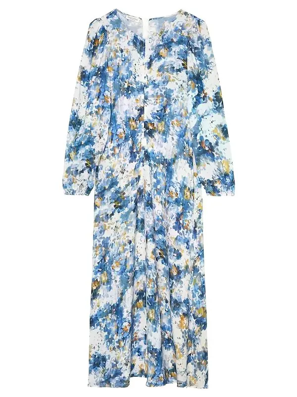 Marc O'polo Floral-print Long-sleeve Dress - Blue