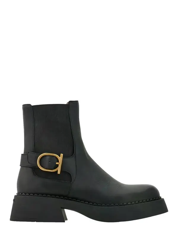 FERRAGAMO Gancini-embellished Ankle Boots - Black