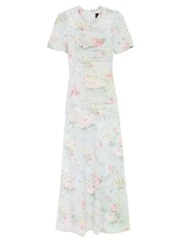 NEEDLE & THREAD Floral-print Dress - Blue