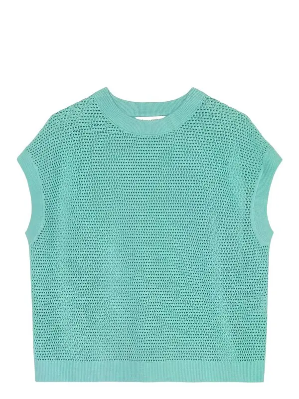 Marc O'polo Crochet Knit Short-sleeve Top - Blue
