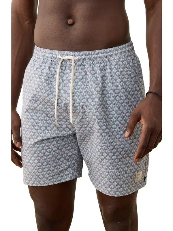 Marine Layer Lined Sport & Swim Trunks - Aqua Agave Print