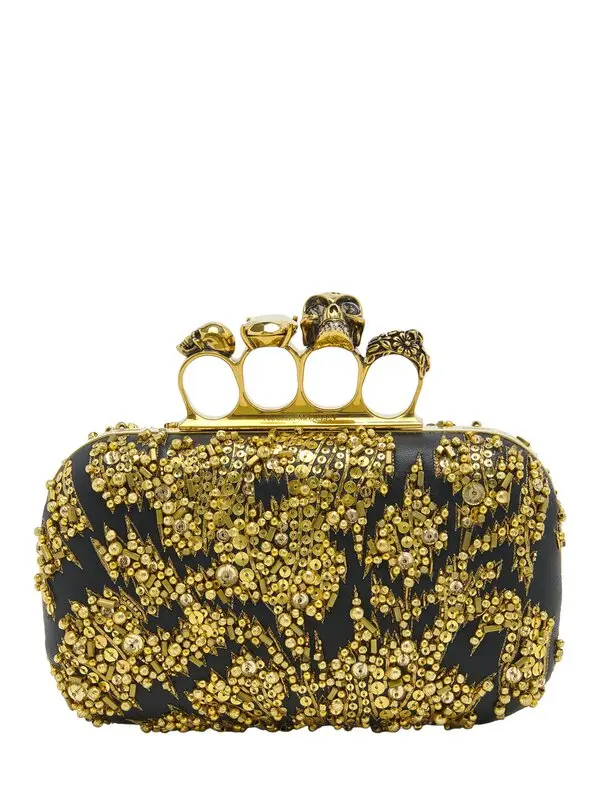 Alexander McQueen Embellished Skull Knuckle Clutch - Metallic