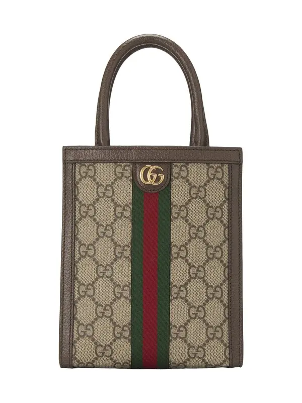 Gucci Gg Supreme Ophidia Top Handle Bag - Brown