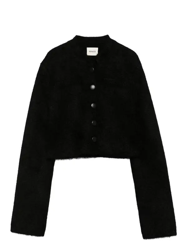 Khaite Silk-blend Cropped Cardigan - Black