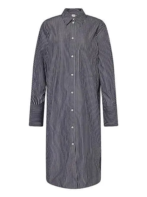 TOTÊME Striped Cotton Shirt Dress - Black/white