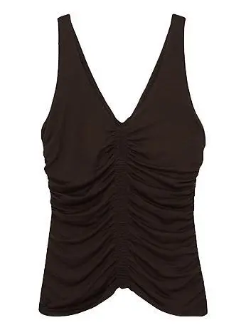 REISS Vinny Ruched Stretch-jersey Vest - Chocolate Brown