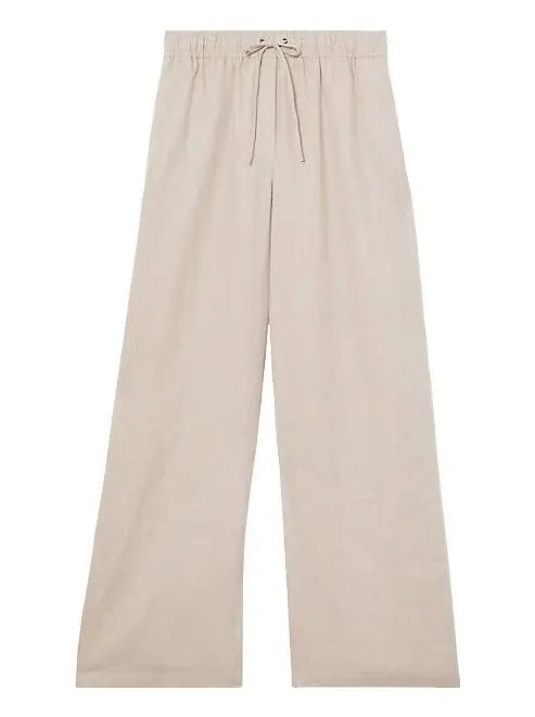 REISS Wide-leg Linen-blend Trousers - Neutral