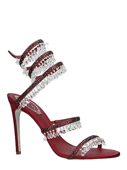 Rene Caovilla Chandelier 105 Crystal-embellished Heeled Sandals - Wine