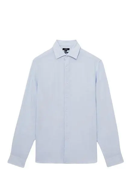 REISS Ruban Long-sleeved Linen Shirt - Pale Blue