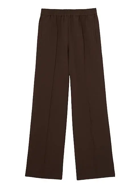 REISS Wide-leg Mid-rise Trousers - Chocolate Brown