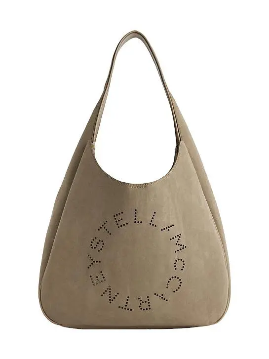 Stella McCartney Logo Hobo Faux-suede Shoulder Bag - Khaki