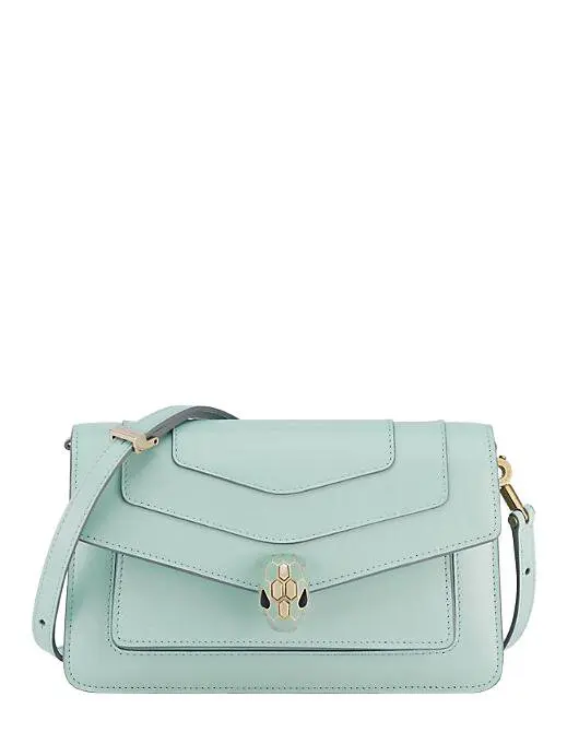 BVLGARI Serpenti Forever Leather Cross-body Bag - Light Blue