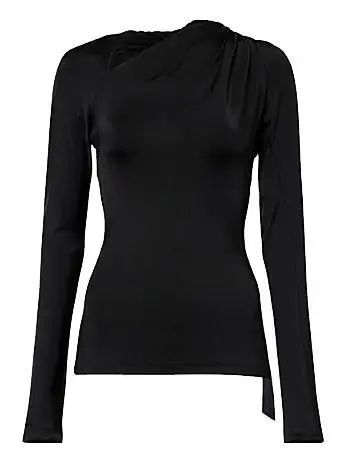 Victoria Beckham Twisted-panel Long-sleeve Top - Black