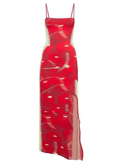 Ph5 Iris Wavy Knitted Midi Dress - Cherry Red