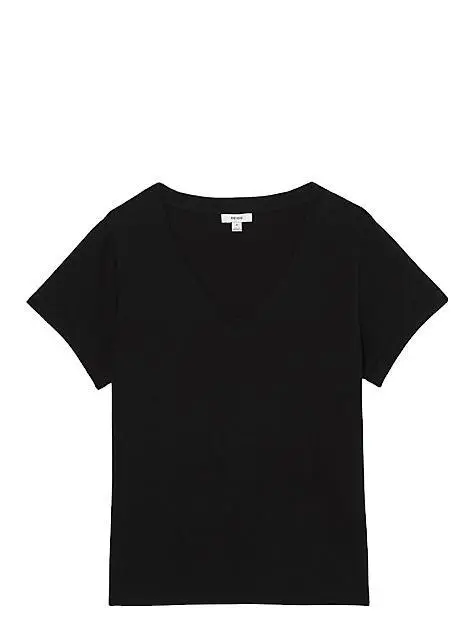 REISS Cotton-jersey V-neck T-shirt - Black