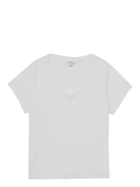 REISS Cotton-jersey V-neck T-shirt - White