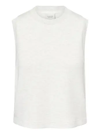 Varley Shea Cropped Knitted Vest Top - Ivory Marl