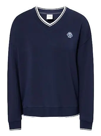 Varley Iona Embroidered-logo Knitted Jumper - Navy