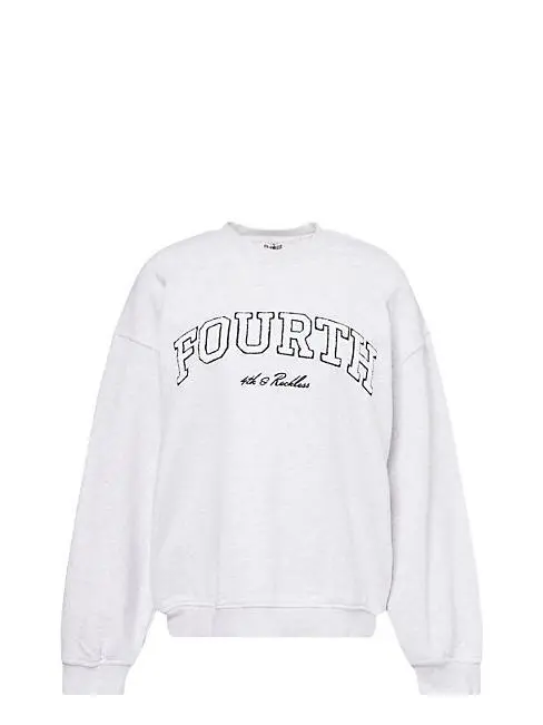 4TH & RECKLESS Logo-embroidered Cotton-jersey Sweatshirt - Light Grey