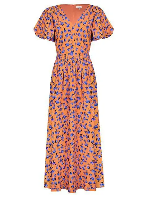 RO&ZO Floral-print Woven Maxi Dress - Orange