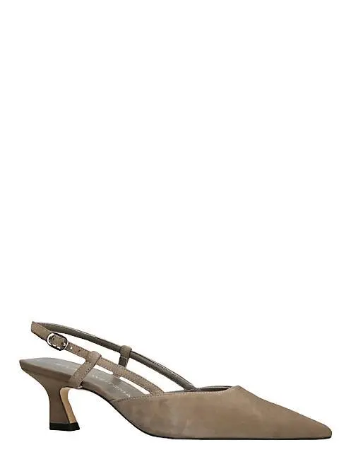 STUART WEITZMAN Vinnie 50 Suede Slingback Courts - Taupe Comb