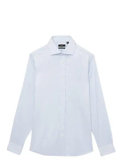 REISS Bishopsgate Long-sleeved Cotton-blend Shirt - Soft Blue