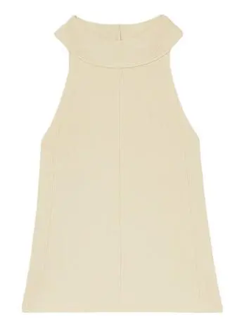 REISS High-neck Rib Knit Vest - Ivory