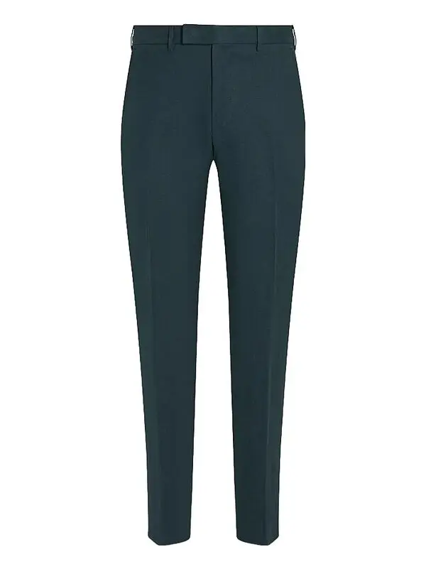 Zegna Oasi Lino Slim-fit Trousers - Dark Teal Blue