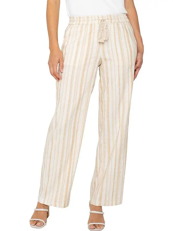 LIVERPOOL Striped Drawstring Pants - Hazelnut/ Cream Stripe